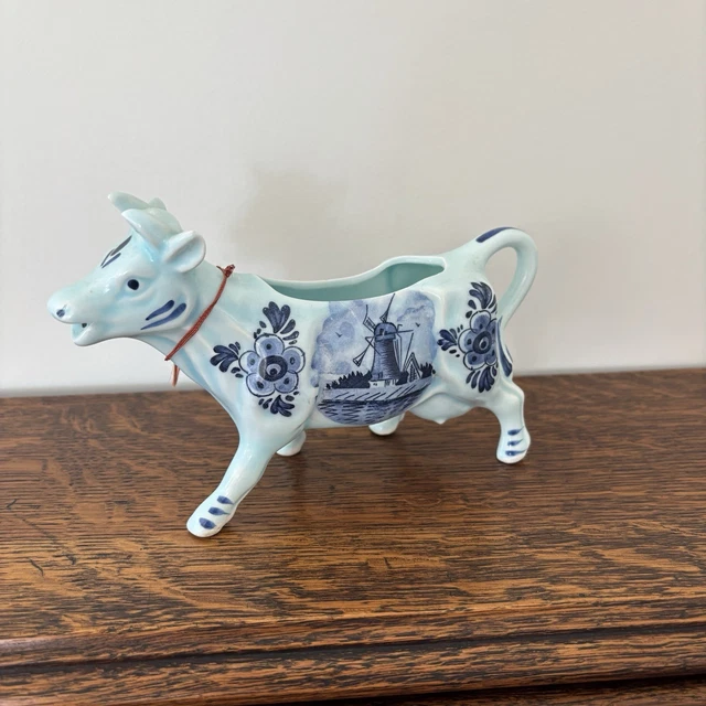 VINTAGE DELFT BLUE Style Holland Windmill Hand Painted Ceramic White ...