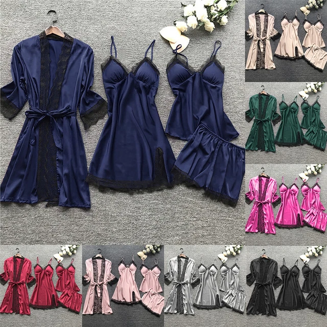 Damen Sexy Nachthemd Pyjama Set Schlafanzug Nachtwäsche Spitze Lingerie