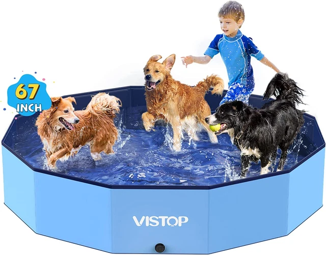 EXTRA LARGE FOLDABLE Dog Pool XXL, Hard Plastic Shell Portable Swimming ...