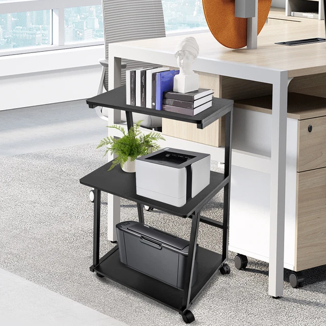 UNDER DESK 3-TIER Printer Stand Mobile Cart Printer Rack Lockable ...