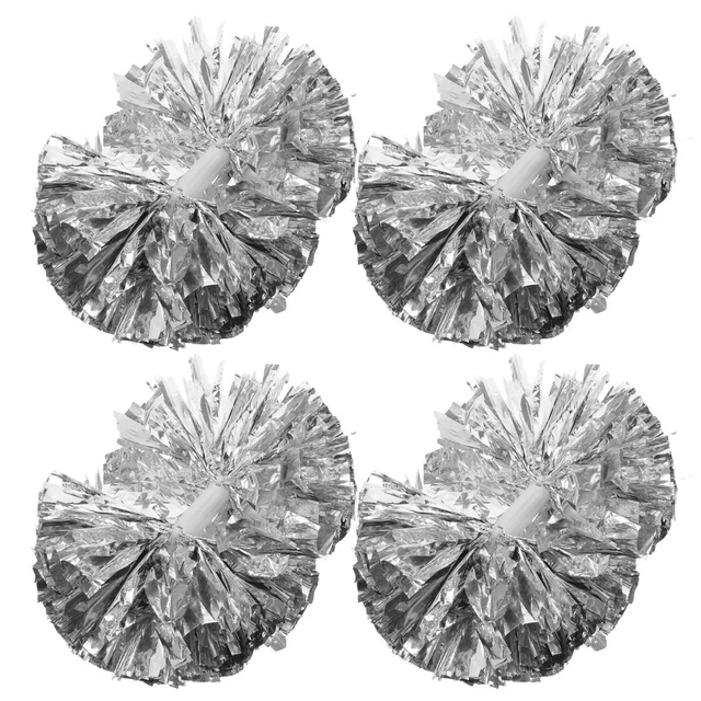 4PCS CHEERLEADING POM Poms Bulk Metallic Foil with Plastic Handle ...