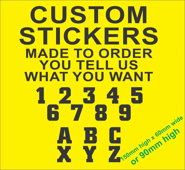 CUSTOM RACE NUMBERS & Letters Stickers / Car Decals/ Rally Bike ...