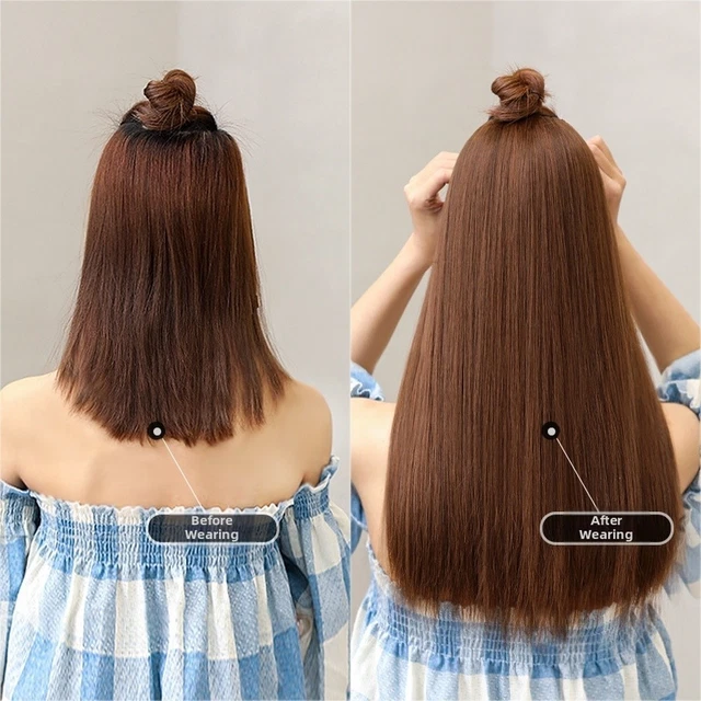 EXTENSION DE TRAME de cheveux raides forme V facile à installer 50 cm ...