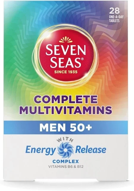 SEVEN SEAS COMPLETE Multivitamins MEN 50 + Energy Release Vitamin B6 ...