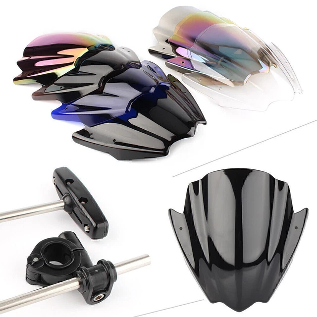 MOTORCYCLE FRONT WINDSHIELD Screen Universal For 7/8" 1" 1 1/8 ...