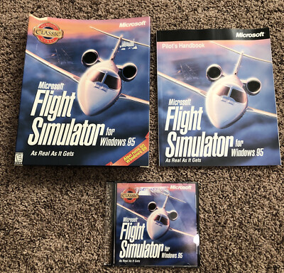 MICROSOFT FLIGHT SIMULATOR for Windows 95...Big Box Game PC CD-ROM w ...