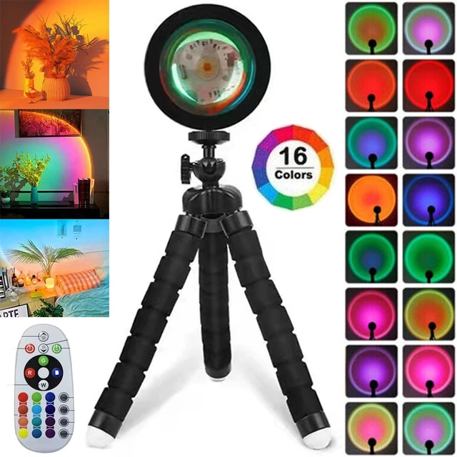 SUNSET LAMP LED Projection Sun Rainbow 16 Colors Remote Atmosphere ...