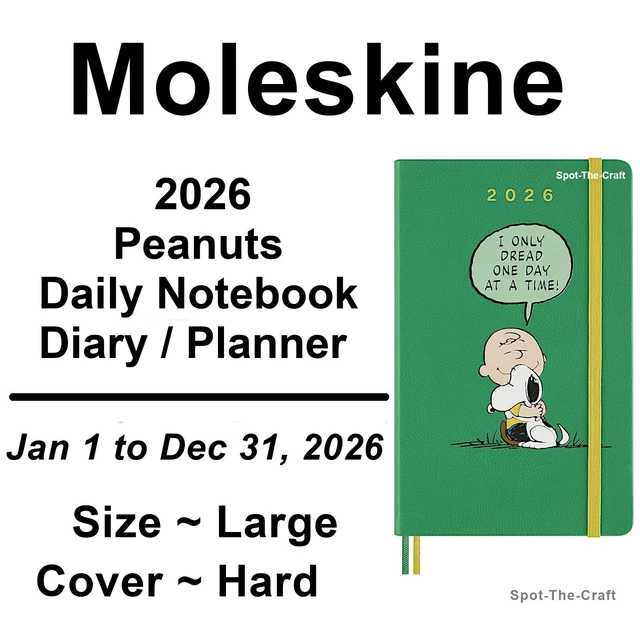MOLESKINE PLANNER 2026 Peanuts Daily Diary Notebook Large Hard Cover ...