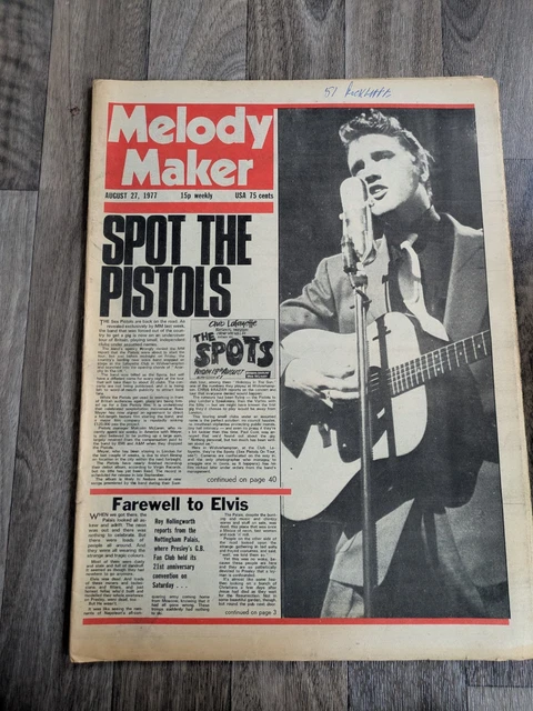 MELODY MAKER MUSIC Paper 27th Aug 1977 Elvis/Damned/Racing Cars ...