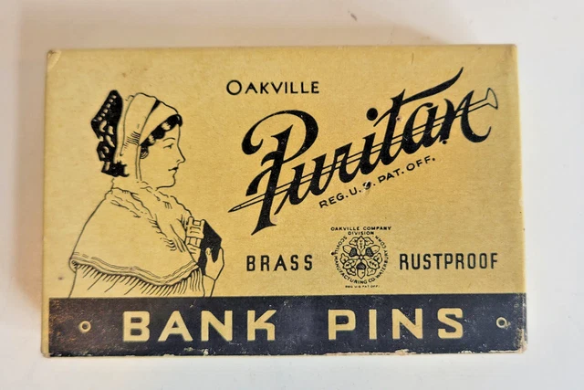 VINTAGE PURITAN BANK Pins Brass Sewing Full $8.99 - PicClick