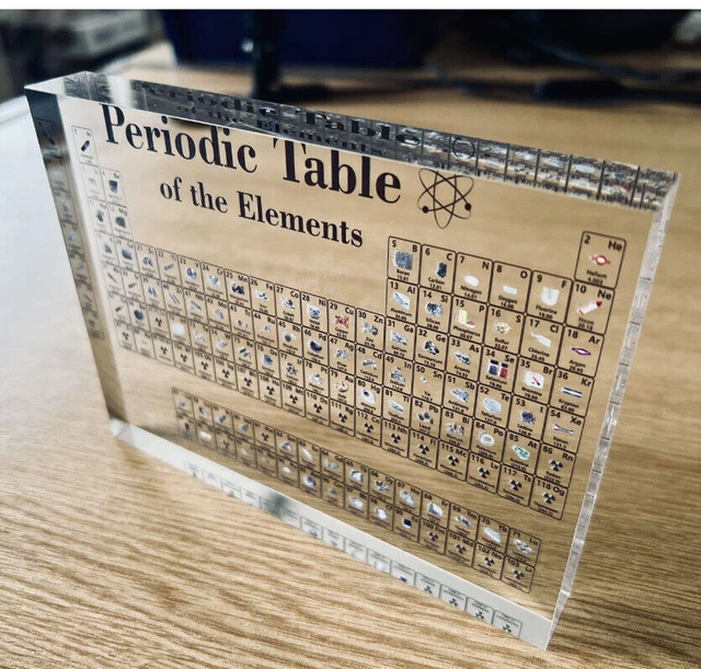 ACRYLIC PERIODIC TABLE Display with Simulated Elements Samples Chemical ...
