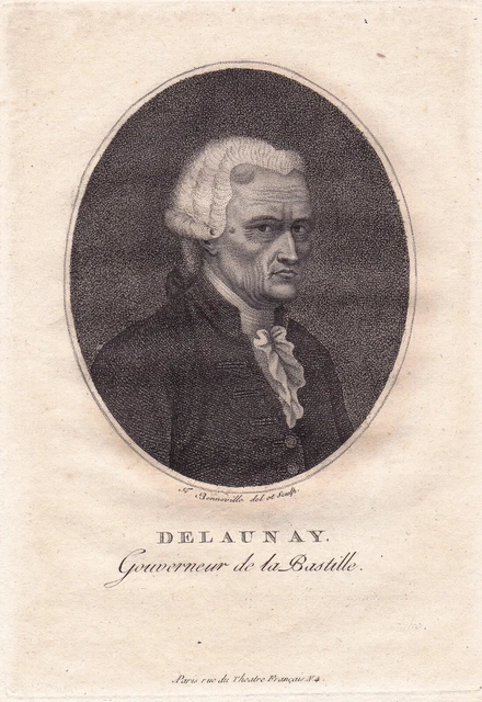 PORTRAIT XVIIIE BERNARD-RENÉ Jourdan de Launay La Bastille Révolution ...
