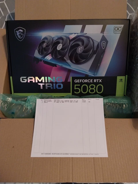 MSI NVIDIA GEFORCE RTX 5080 Gaming Trio OC 16GB GDDR7 Graphics Card ...