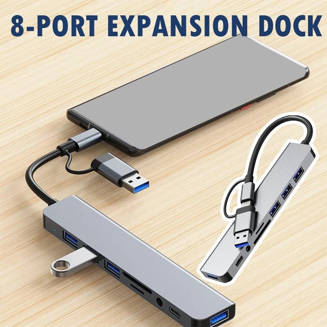 1 TO 8 TYPe-C/USB HUB 8-port Expansion Dock Splitter Card Multi ...