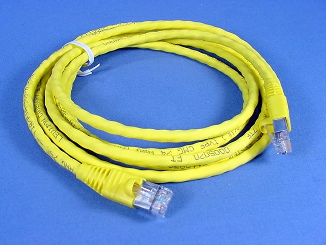 LEVITON CAT 6+ Cable Yellow 7' Extreme Ethernet Patch Cord Cat6 7 Ft ...