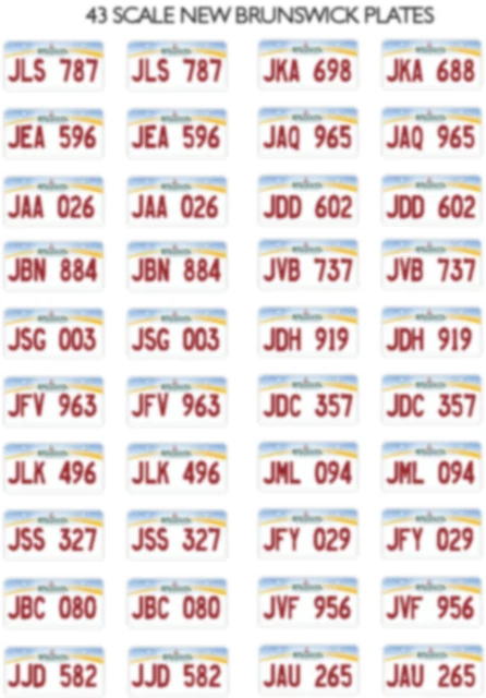 NEW BRUNSWICK CANADA License Plate Decals For 1:43 Scale Cars $6.95 ...