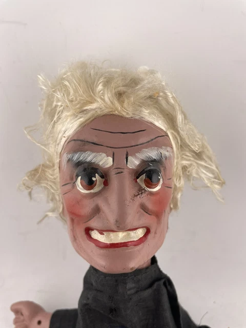 ANTIQUE SCARY CREEPY old man Marinette Puppet Hand Carved/painted doll ...