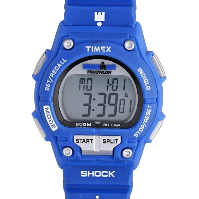 TIMEX IRONMAN TRIATHLON Blue Digital Sports Watch 200M WR 30 Lap Shock ...