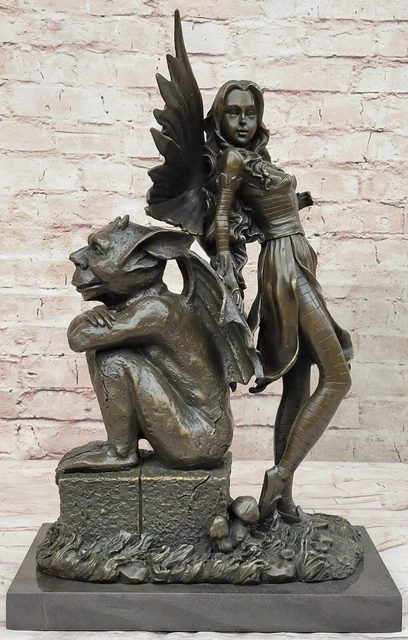 MYTHIQUE MAGIC FONTE Bronze Art Déco Fairy Avec Gargouille Par Aldo ...