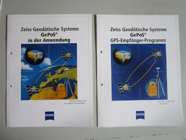 ZEISS GPS GEPOS Vermessung Prospekt 2 Stück Anwendung System Gerät Buch ...