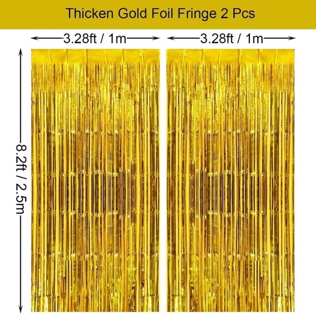 FRINGE BACKDROP 2 Pack Foil Backdrop Curtain, Party Backdrop for ...