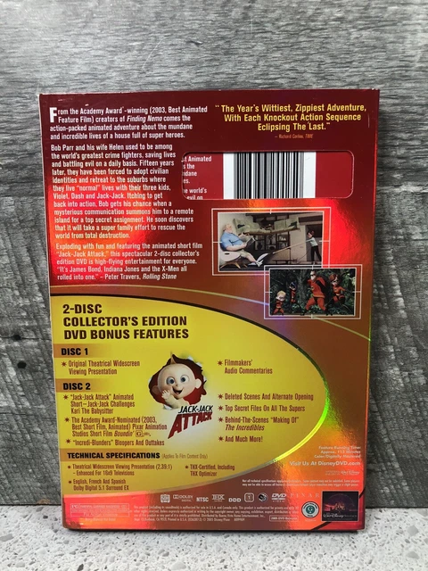 THE INCREDIBLES (DVD, 2005, Widescreen, 2-Disc Collector's Edition) $10 ...