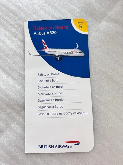 BRITISH AIRWAYS AIRBUS A320 Business Class Safety Card. Great condition ...