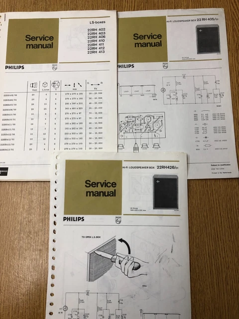 3 OF PHILIPS Service Manuals For Vintage Loudspeaker Boxes £3.00 ...