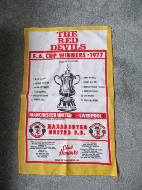 MANCHESTER UNITED TEA Towel 1977 FA Cup Final Winners v Liverpool £9.99 ...