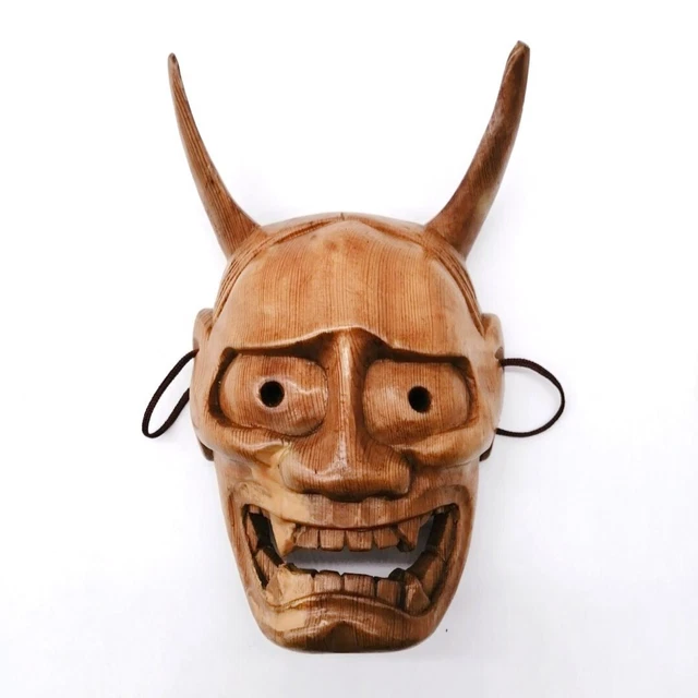 JAPANESE WOODEN HANNYA Mask Vintage Demon ONI NOH Monster Interior ...