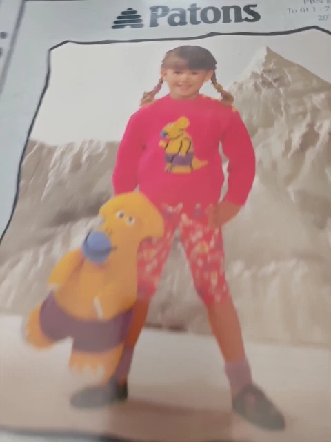 NEW PATONS E5054 Knitting Pattern For The Prof Dinosaur Sweater & Toy ...