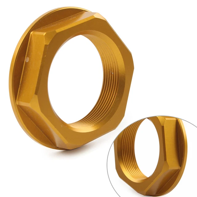 CNC TRIPLE TREE Stem Yoke Center Hole Nut For Universal Motorcycle Gold ...
