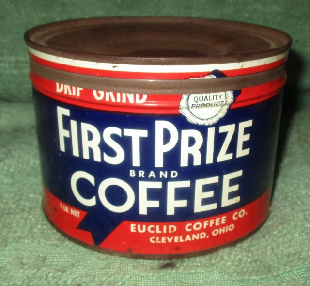 RARE ANTIQUE FIRST PRIZE COFFEE TIN CAN with Great Color Key-Wind Lid ...