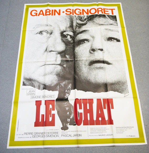 LE CHAT AFFICHE cinéma 120x160 GRANIER-DEFERRE, JEAN GABIN, SIMONE ...