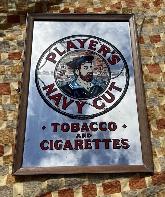 LARGE VINTAGE PLAYER’S Navy Cut Tobacco & Cigarettes Advertising Mirror ...