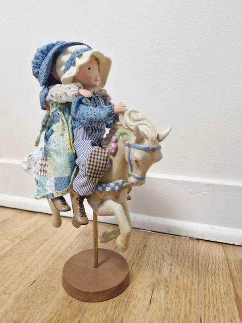 VINTAGE DOUBLE HOLLY Hobbie and Robbie dolls on a horse carousel $80.00 ...