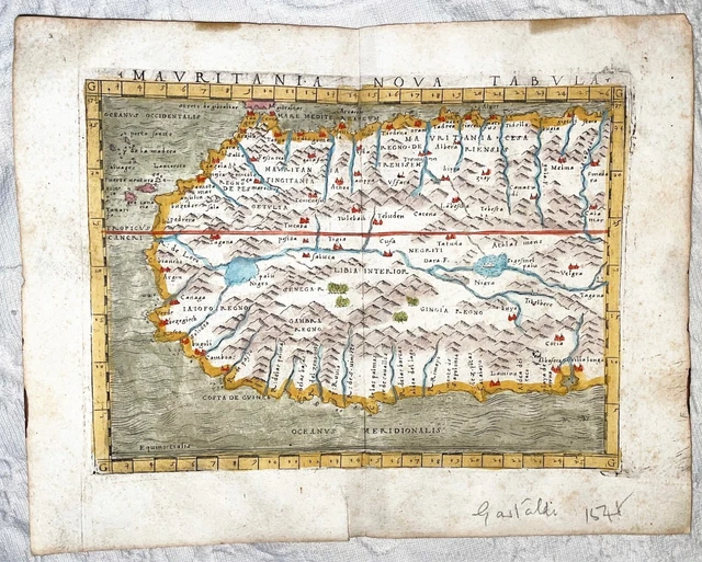 ANTIQUE CA. 1528 GIACOMO GASTALDI MAP of WEST AFRICA £66.82 - PicClick UK