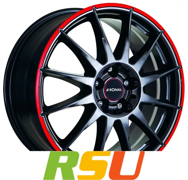 RONAL R54 JETBLACK-RED rim 6.5x15" ET38 LK4 100 ML 68 Alufelgen 15 Zoll ...