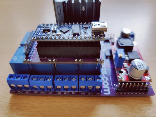 8-CHANNEL RELAY SHIELD with Arduino Pro Mini 120/220VAC power supply ...