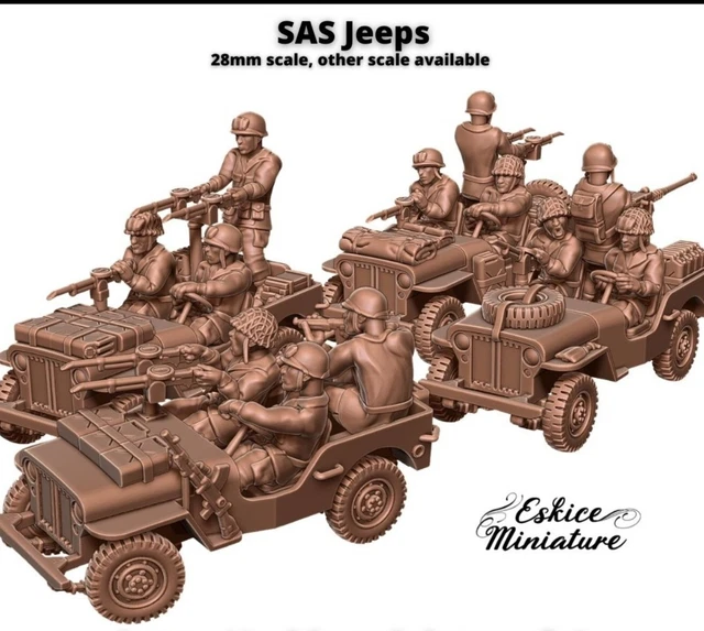 WW2 BRITISH SAS Jeep Full Set Soldiers 1:32 Resin Printed £63.75 ...