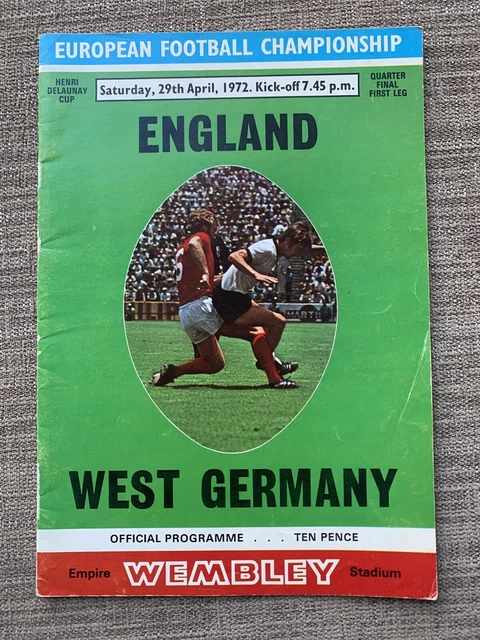ENGLAND V WEST Germany - European Championship International Programme ...