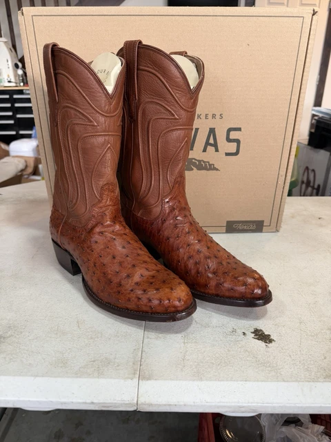 TECOVAS FULL QUILL Ostrich Cowboy Boots Mens 9.5 D Exotic Leather Good ...