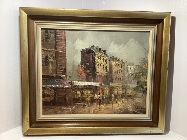 ORIGINAL OIL PAINTING Signed L Alexis Paris Street Moulin Rouge? Known ...