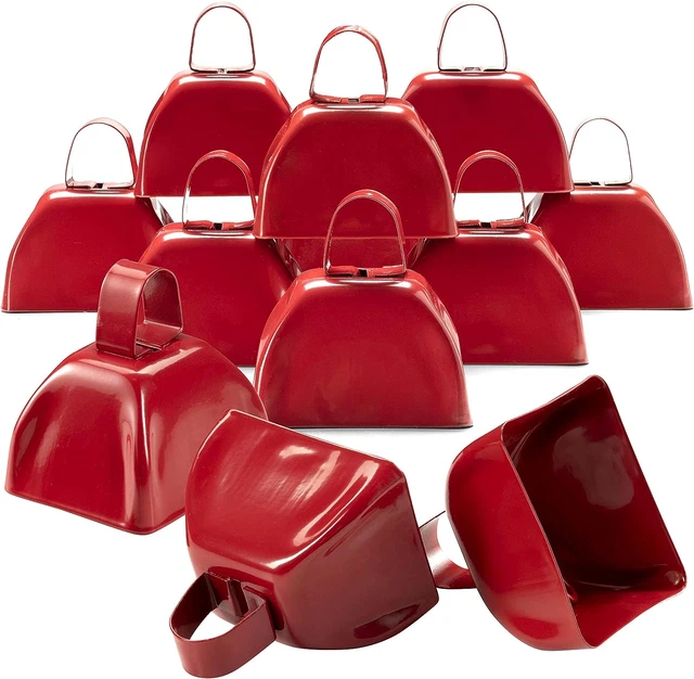 METAL COWBELLS - Red 3 Inch Cow Bells Noise Makers, Loud Call Bell with ...