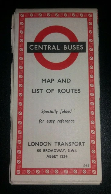 LONDON TRANSPORT MAP and List of Routes - Central Buses - 1965 £9.38 ...