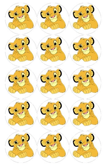 15 SIMBA THE Lion King Edible Icing Cupcake Cake Toppers Decoration ...