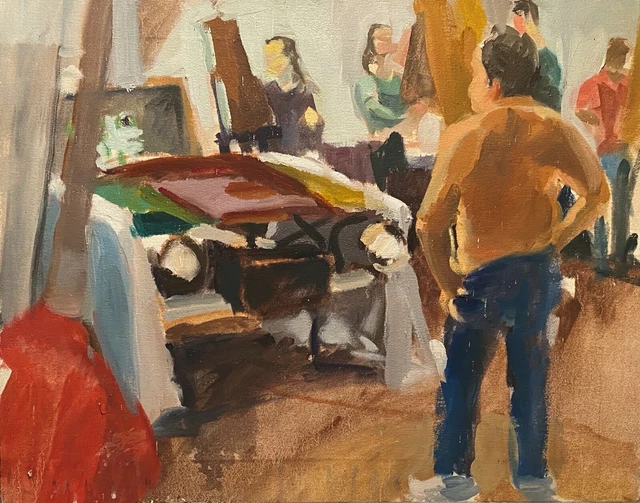 VINTAGE ARTIST STUDIO Interior Figure Portrait Study Impressionist ...