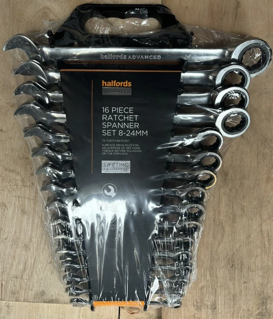 HALFORDS ADVANCED 16PC Ratchet Spanner Set Lifetime Guarantee Brand New ...
