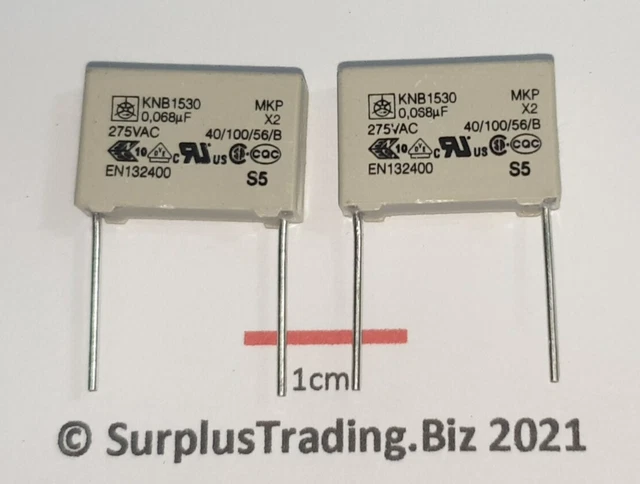 ISKRA KNB1530 0.068ΜF 275Vac X2 RFI MKP Suppression Capacitor (Pk of 2 ...