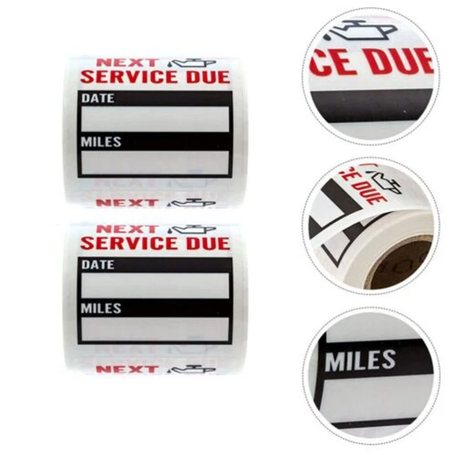 NEXT SERVICE DUE Oil Change Stickers Black Reminder Labels Car EUR 10 ...